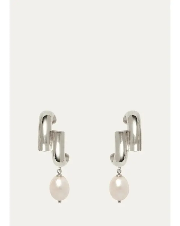 Lady Grey Pearl Shift Earrings - Silver