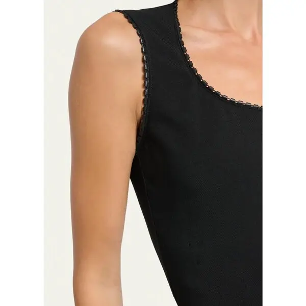 Alaïa Leather Braided Sleeveless Tiered Midi Dress