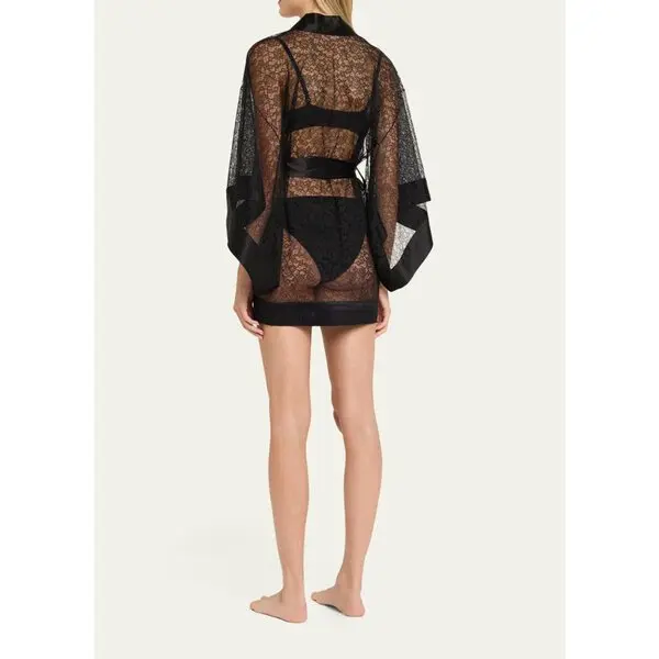 Kiki De Montparnasse Petite Fleur Sheer Lace Kimono Robe