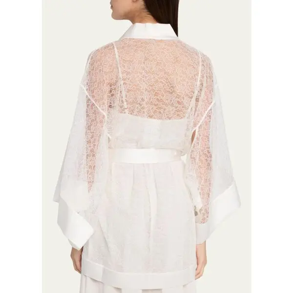 Kiki De Montparnasse Petite Fleur Sheer Lace Kimono Robe
