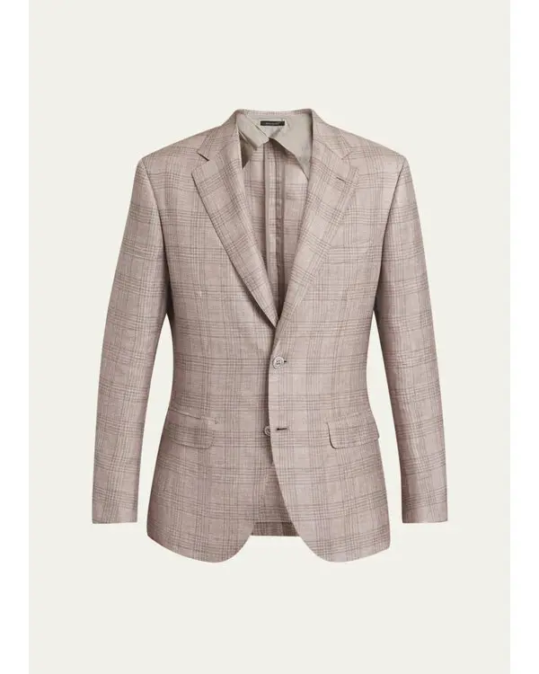 Brioni Linen, Cashmere And Silk Plaid Sport Coat