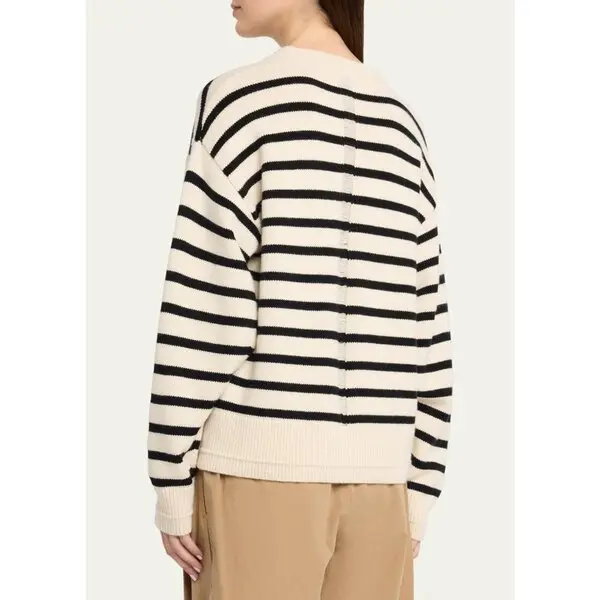 Maria Mcmanus Cashmere And Cotton Stripe Ladder Stitch Crewneck Sweater