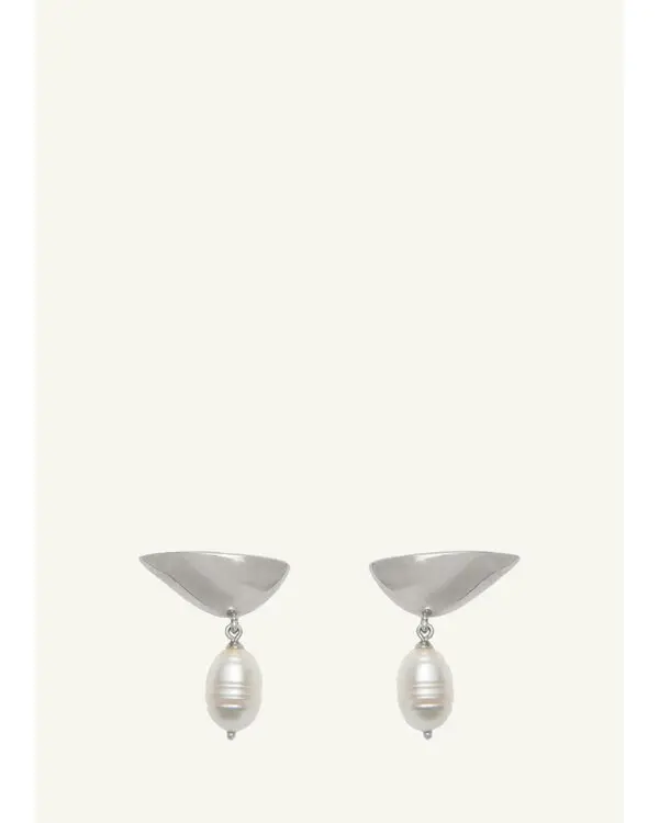 Lady Grey Lobe Pearl Drop Earrings - Silver