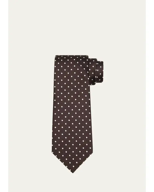 TOM FORD Polka Dot Silk Tie - Dark Choco