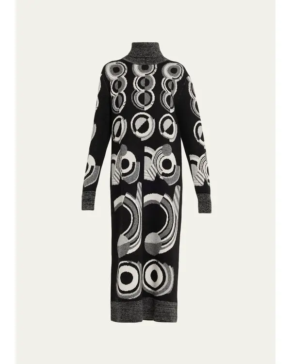 Libertine Sonia Cashmere Turtleneck Midi Dress - Black Multi