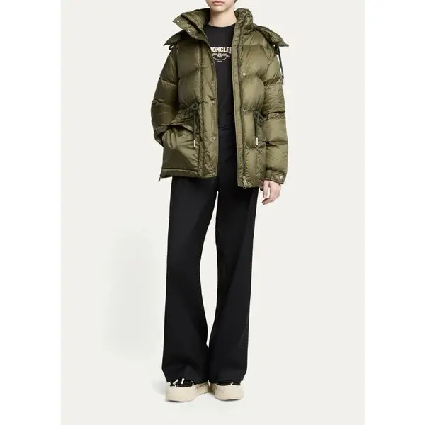 Moncler Sesie Hooded Mid-length Down Jacket