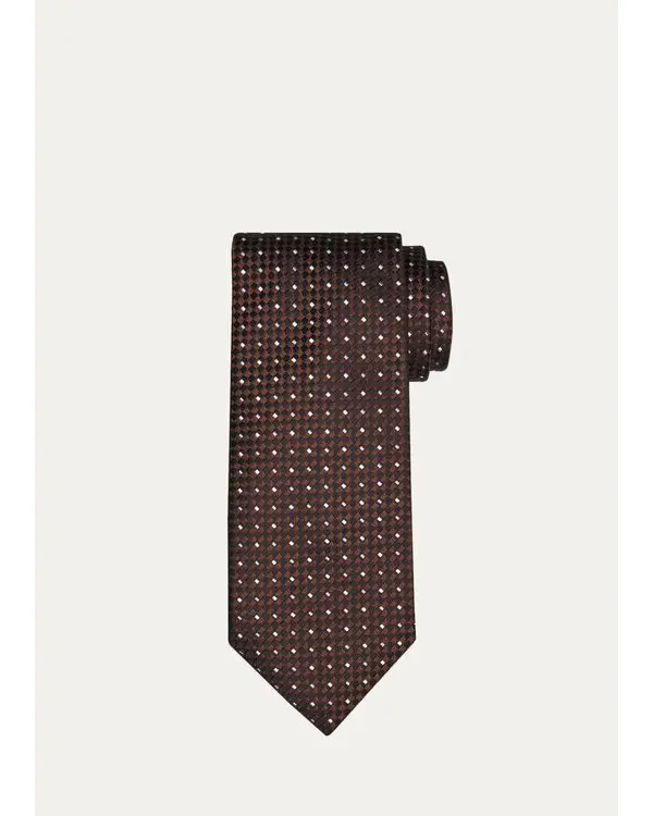 TOM FORD Micro-jacquard Silk Tie - Brown