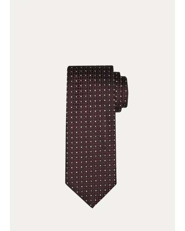 TOM FORD Micro-jacquard Silk Tie - Brown