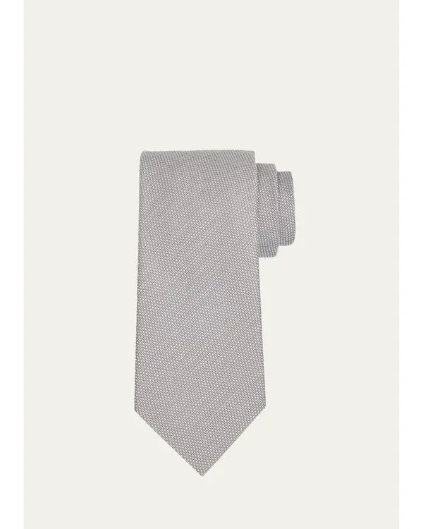 TOM FORD Micro-jacquard Silk Tie - Silver