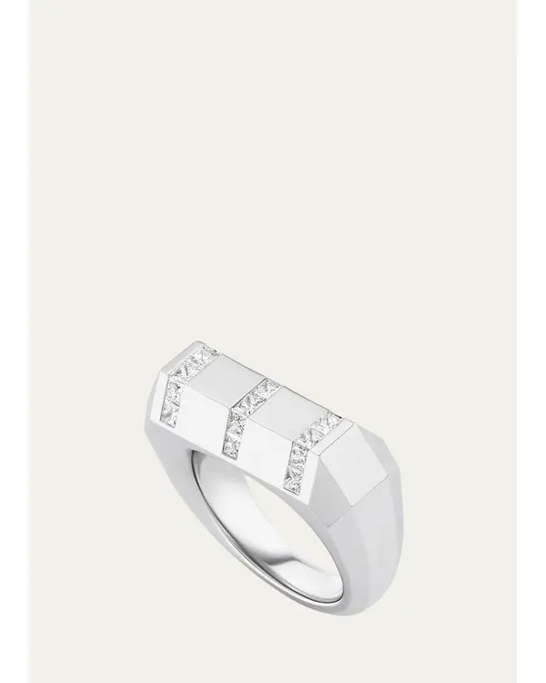 GEMELLA JEWELS 18k Diamond Stella Bar Ring - White Gold