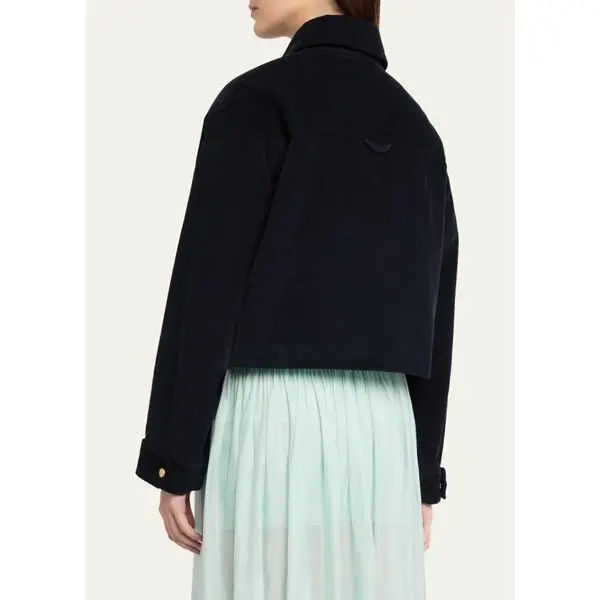 Maria Mcmanus Cropped Snap-front Velvet Jacket