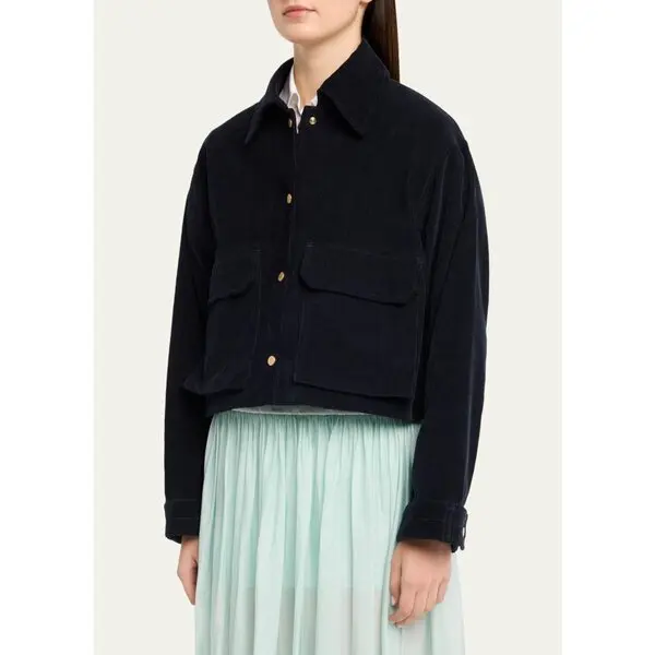 Maria Mcmanus Cropped Snap-front Velvet Jacket