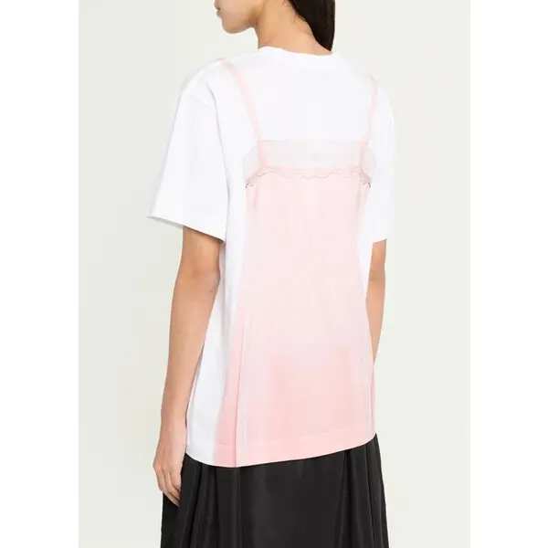 Simone Rocha Slip Dress Trompe L'oeil Print Short-sleeve T-shirt - White/soft