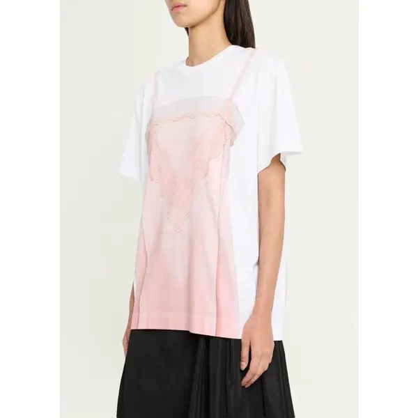 Simone Rocha Slip Dress Trompe L'oeil Print Short-sleeve T-shirt - White/soft