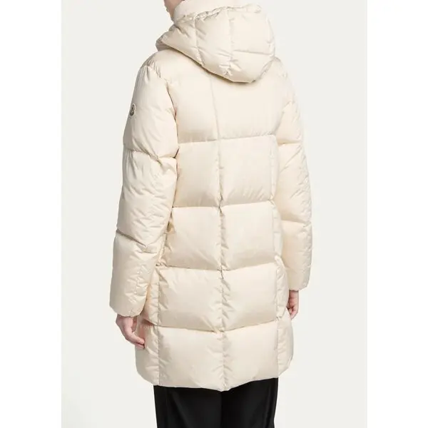 Moncler Litte Square-quilted Hooded Long Down Jacket
