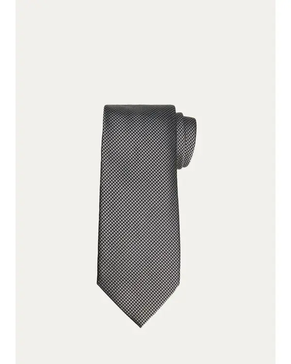 TOM FORD Micro-houndstooth Silk Tie - Grey
