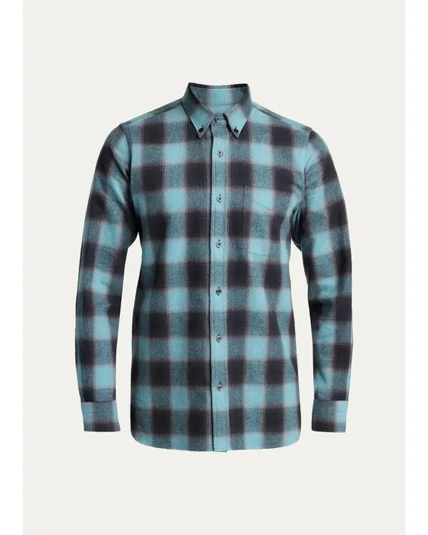TOM FORD Brushed Flannel Check Button-down Shirt