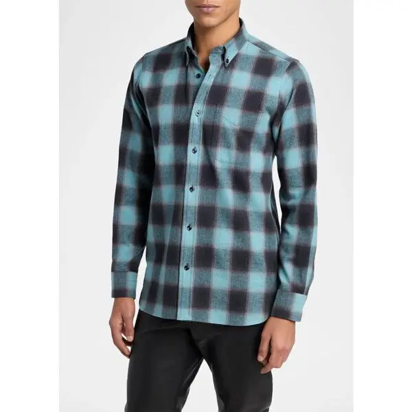 TOM FORD Brushed Flannel Check Button-down Shirt