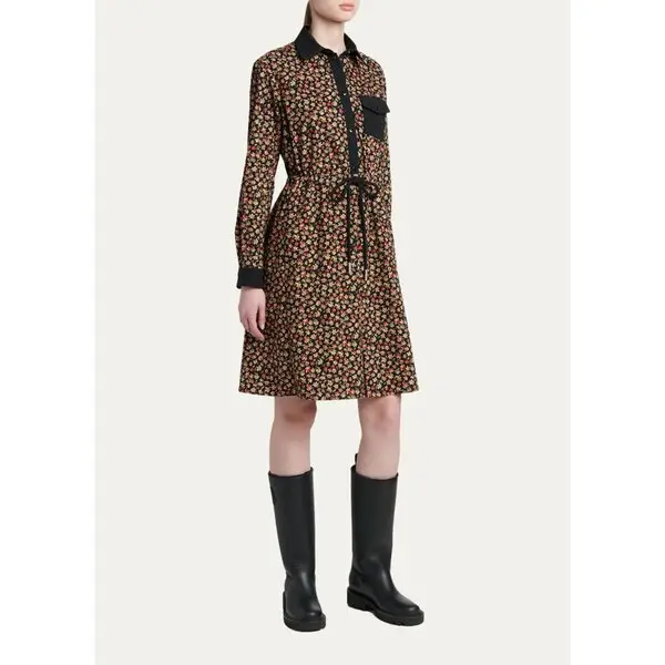 Moncler Floral Printed Corduroy Dress