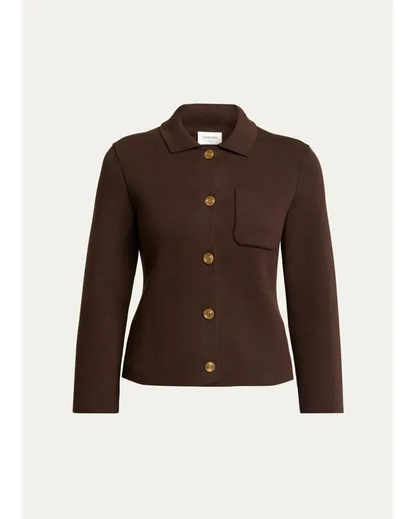 Saint Laurent Wool Polo Cardigan - Camel