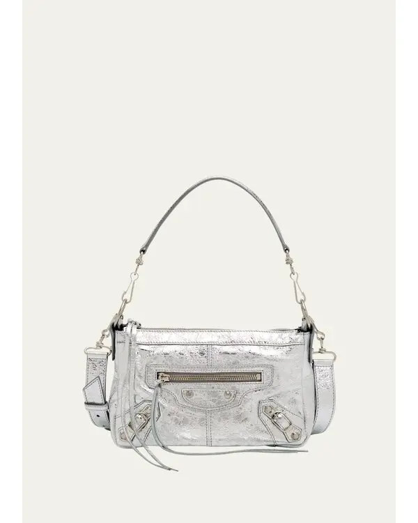 Balenciaga Le City Mini Metallic Leather Moto Shoulder Bag