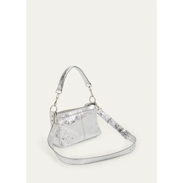Balenciaga Le City Mini Metallic Leather Moto Shoulder Bag