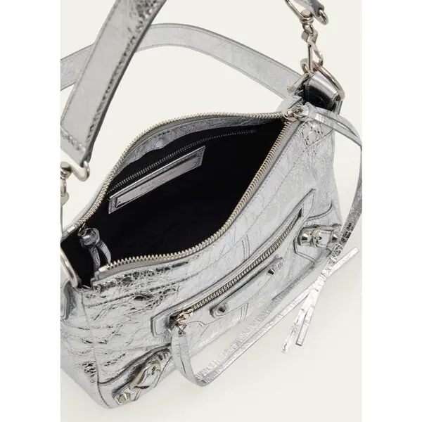 Balenciaga Le City Mini Metallic Leather Moto Shoulder Bag