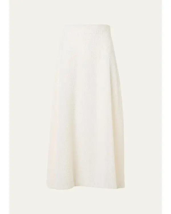 Akris Fringe Techno Grid A-line Midi Skirt - Ecru