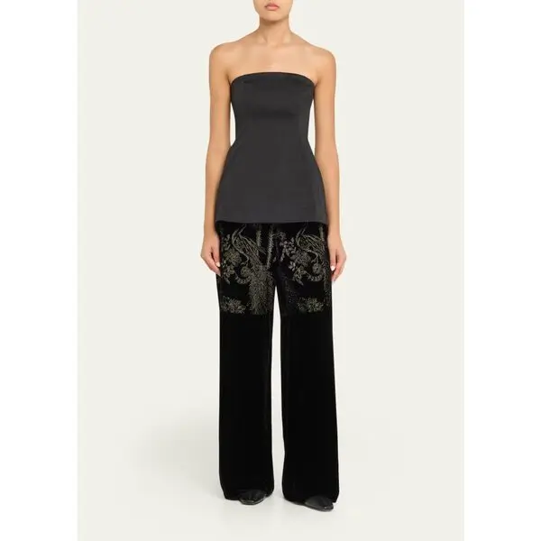Giorgio Armani Metallic Embroidered Velvet Wide-leg Trousers