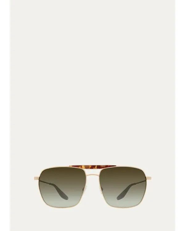 Barton Perreira Bhanot Titanium Aviator Sunglasses - Gold