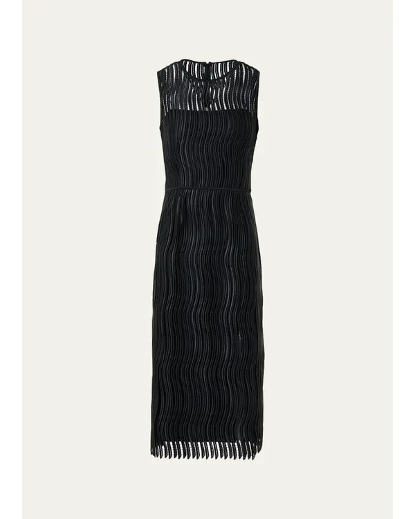 Akris Techno Wave Guipure Sheath Midi Dress
