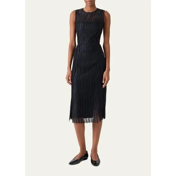 Akris Techno Wave Guipure Sheath Midi Dress