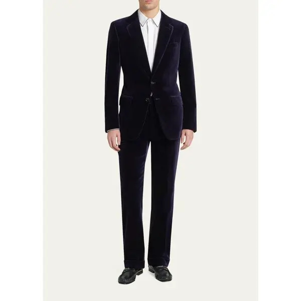 TOM FORD Cotton Velvet Straight Leg Flat-front Trousers