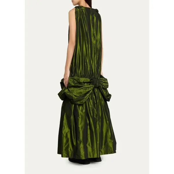 Simone Rocha Taffeta Bow Cascade Egg Maxi Dress