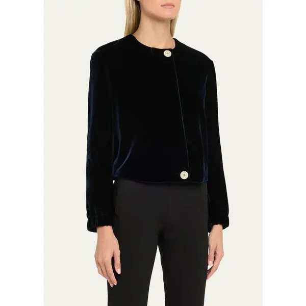 Giorgio Armani Short Velvet Jacket - Blue