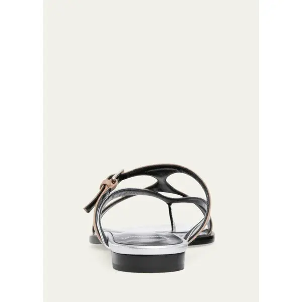Pierre Hardy Brasilia Bicolor Leather Thong Sandals - Silver