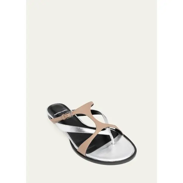 Pierre Hardy Brasilia Bicolor Leather Thong Sandals - Silver