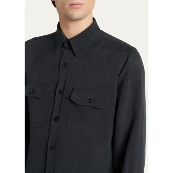 TOM FORD Silk Twill Flap Pocket Button-down Shirt