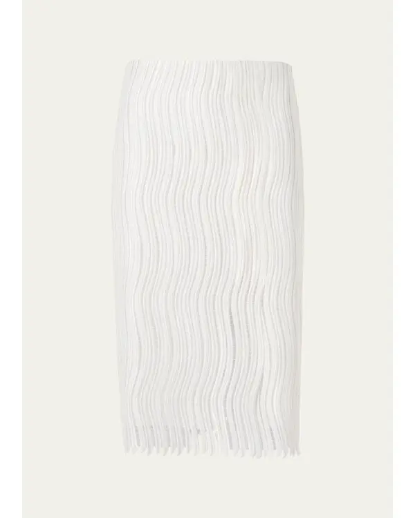 Akris Techno Wave Guipure Slit Pencil Skirt - Ecru
