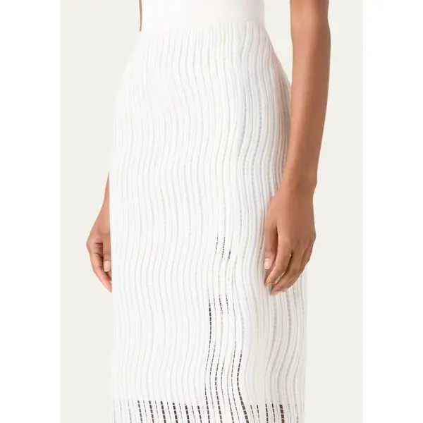 Akris Techno Wave Guipure Slit Pencil Skirt