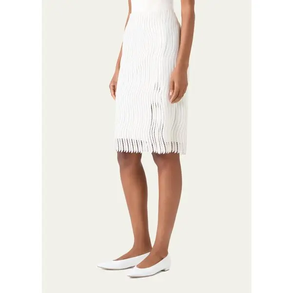 Akris Techno Wave Guipure Slit Pencil Skirt
