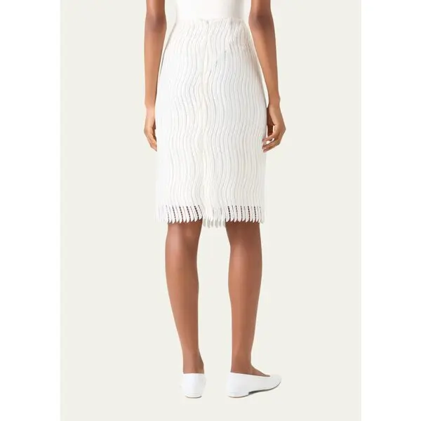 Akris Techno Wave Guipure Slit Pencil Skirt