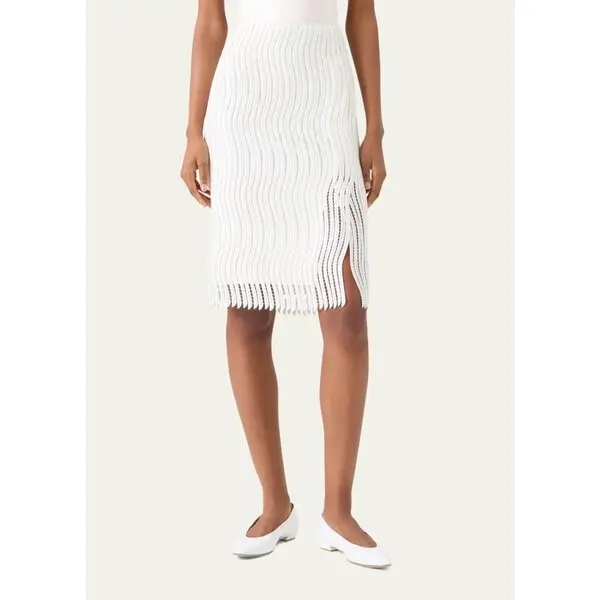 Akris Techno Wave Guipure Slit Pencil Skirt