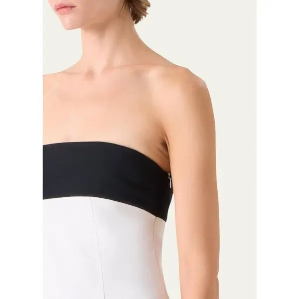 Akris Strapless Denim A-line Ankle Dress