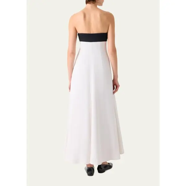 Akris Strapless Denim A-line Ankle Dress