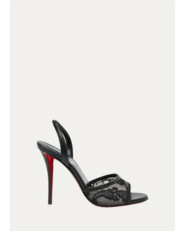 CHRISTIAN LOUBOUTIN 100mm Miss Z Lace Slingback Sandals - Black
