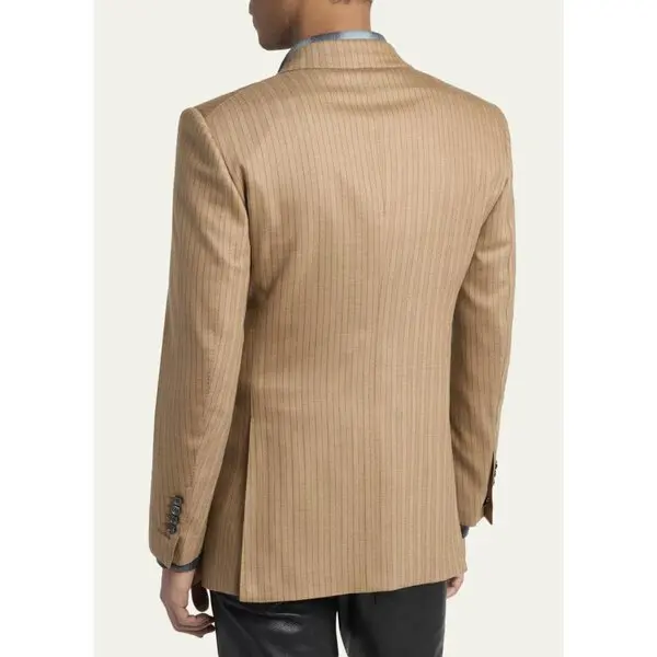 TOM FORD Herringbone Wool Stripe Double-breasted Sport Coat