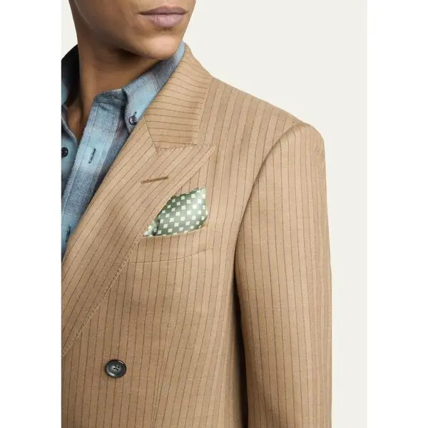 TOM FORD Herringbone Wool Stripe Double-breasted Sport Coat