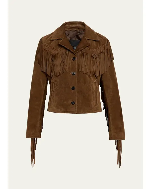 NILI LOTAN Eloi Fringed Suede Jacket