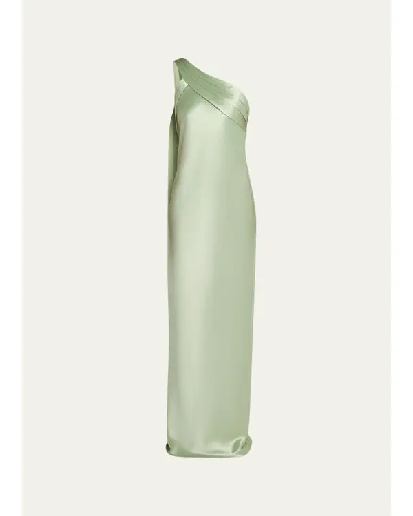 Retrofete Sirocco Asymmetric Satin Maxi Dress